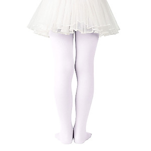 Baby Girls Dance Tights Toddler Footed Ballet Tights Stockings for Girls School Uniform Pants Leggings for Baby Girls White&Pink&Black-3 Pairs 3-6 Years