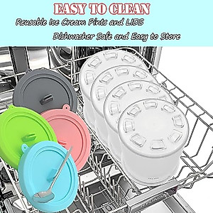 Hatende 4 Pcs Creami Pint Containers for Ninja Creami Pints and Lids - 4 Pack,16oz,Creami Deluxe Pints Compatible with Ninja Ice Cream Maker Machine NC299AMZ NC300 NC301,Dishwasher Safe,Clear