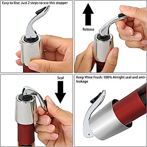 FKYTION Wine Stopper Pack of 3 Stainless Steel Wine Stopper and Has Strong Sealing Bottle Sealer, Keeps Wine Fresh Reusable Wine Saver