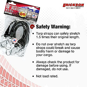 Erickson 06601 10" Long Industrial EPDM Rubber Tarp Strap, (Pack of 4)