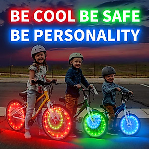 KIRIKIT Bike Wheel Lights, 2 Pack Bike Light Accessories for Night Riding, Super Bright Waterproof LED Night Riding Bicycle Front Back Tires Lights with Batteries for Kids Adults