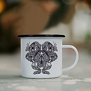 MAIKESUB 4 Pack Sublimation Blank Enamel Mug 12 OZ with Black Rim Camping Travel Coffee Metal Mug Can be used as a gift for Christmas Thanksgiving Mother's Day Father's Day