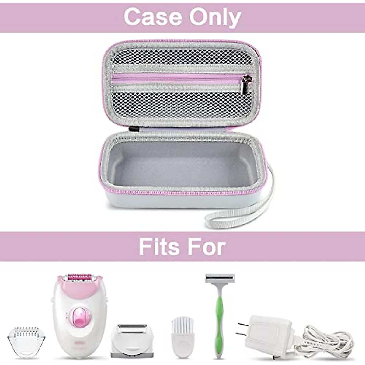 Case Compatible with Braun Epilator Silk-epil 3 3-270, Storage for Hair Removal Shaver & Trimmer for Women, Holder for Facial Epilator & Razors Head, Cleaning Brush, Charger (Box Only)