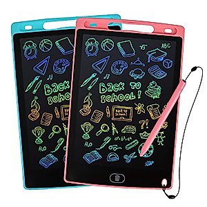 LCD Writing Tablet, 2 Packs Drawing Pads for Kids 3 4 5 6 Years Old 8.5 Inch Colorful Lines Doodle Scribble Boards Educational Toys for Boys Girls Road Trip EssentialsTravel Game Toys,Pink+Blue