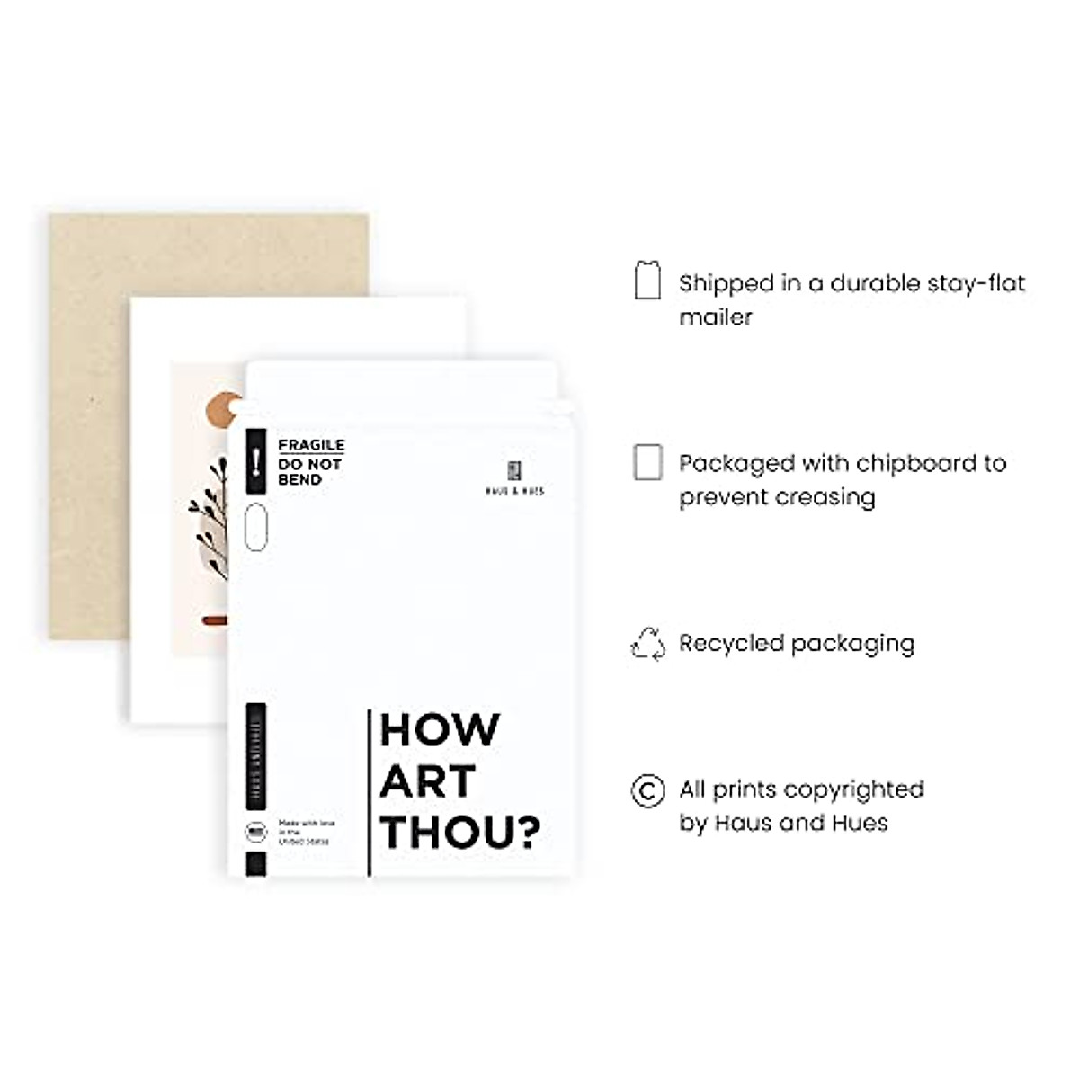 HAUS AND HUES Boho Prints Mid Century Wall Art - Modern Prints Wall Art & Minimalist Poster Neutral Wall Art Boho Art Prints Minimalistic Wall Art Beige Wall Art Neutral Colors UNFRAMED 12"x16"