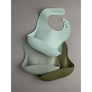 Loulou Lollipop Waterproof Baby Silicone Feeding Bib - Silver Sage