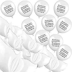 Skylety 40 Pcs Funeral Balloons Set, 10 Pcs Peace Dove Balloons White Memorial Balloons and 30 Pcs White Funeral Balloons to Release for Condolence Funeral Anniversary Memorial Services