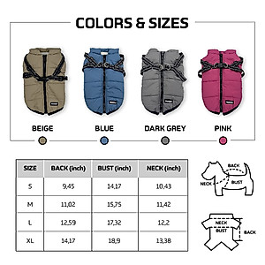 MOKIMA Small Dog Warm Jacket with Leash Attachment - Winter Small Dog Sweater Coat - Small Dog Clothes for Indoor and Outdoor Use - Water Resistant - (Small, Grey)