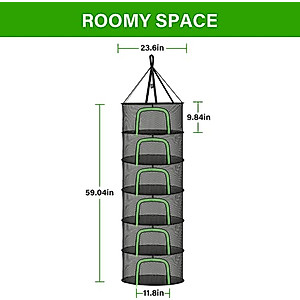 iPower 6-Layer Herb Drying Rack Hanging Mesh 2ft Collapsible Net Dryer with U-Shape Zippers, Pothook, Carabiner and Carrying Bag, 2 Packs