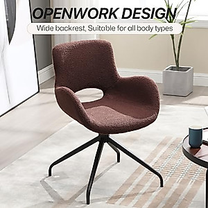 YITAI Desk Chair No Wheels,360° Swivel Wide Seat Armchair with Metal Legs,Modern Accent Upholstered Vanity Chair, Reading Chair,Dining Chairs,Coffee Chair, for Bedroom,Living Room,Dark Brown