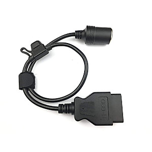 OBD2 to Cigarette Lighter Female Connecter Vechile Car Constant Power Cable 16AWG Safely with 15A Fuse