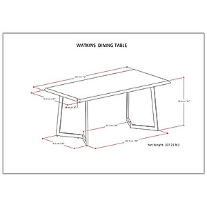 SIMPLIHOME Watkins SOLID MANGO WOOD 72 inch x 36 inch Rectangle Industrial Contemporary Dining Table with Inverted Metal Base in Dark Brown, for the Dining Room and Kitchen, Industrial Contemporary