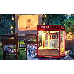 Garvee Commercial Popcorn Machine - Electric Extra Large Popcorn Popper Machine 8 oz Kettle, Popper Popcorn Maker for 60 Cups for Batch,Movie Theater Poppers Machine with 10 PACK Popcorn Buckets