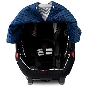 Kids N’ Such Peekaboo Baby Car Seat Cover Car Seat Canopy & Nursing Cover, Chevron/Navy Minky