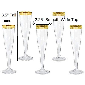 Oojami 30 pc Gold Rimmed Clear Classicware Glass Like Champagne Toasting Flutes