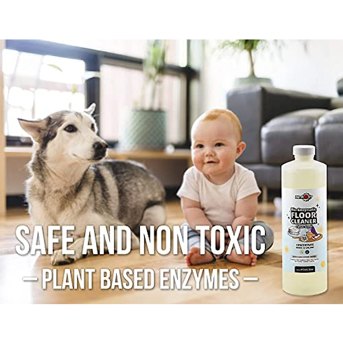 DU-MOST Enzymatic Floor Cleaner Concentrate (1 Oz Makes 1 Gal), No, Streak, No Rinsing, Kids & Pets Safe, Hard Surface Floors, Citrus Scent, 16 Fl Oz