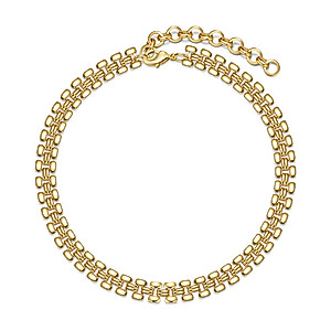 CLASSYZINT Gold Chunky Choker Necklace Large Wide Chain Short Chokers For Women (Watch strap chain choker)