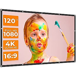 Projector Screen 120 inch 16:9 Foldable Portable Anti-Crease Indoor Outdoor Projection Double Sided Movie Projector Screen for Home Theater Outdoor Indoor Support Double Sided Projection