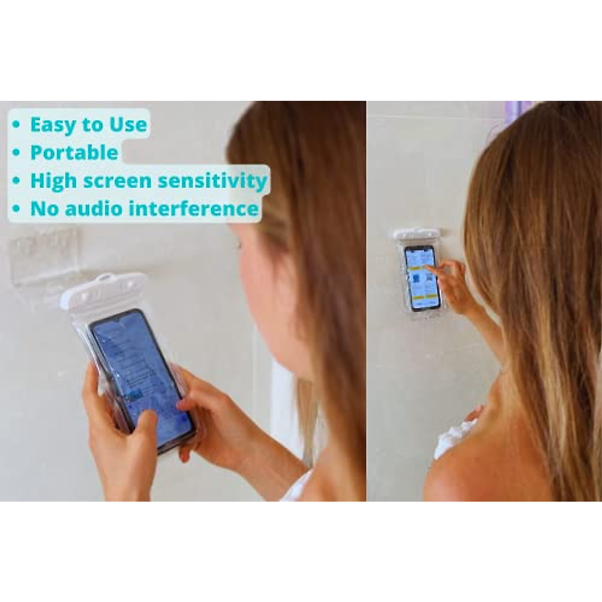 Acrylic Shower Phone Holder - Bathroom Phone Holder - Shower Cell Phone Holder (Transparent)