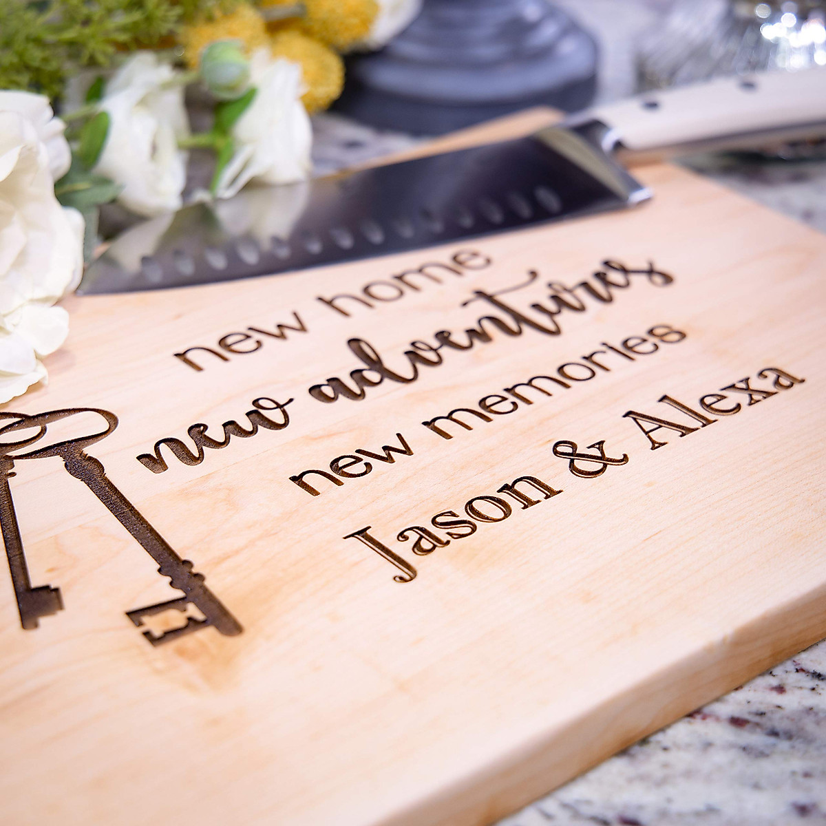 Engraved Personalized Cutting Board - New Home New Adventures New Memories - A Perfect Housewarming gift or Wedding Gift - Custom Home Gift Idea personalized housewarming gifts