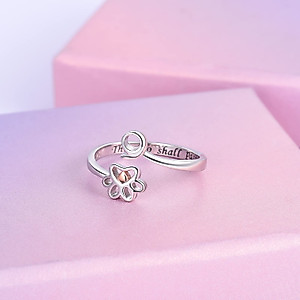 Hioed Puppy Dog Cat Paw Ring Semicolon 925 Sterling Silver Pet Rings This Too Shall Pass Animal Ring Adjustable Rings Inspirational Jewelry Gift for Women