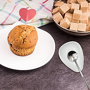 KWAGOCAR 4 Pcs Coffee Spoon Rest and Spoon Ceramic Coffee Spoon Rest Mini Coffee Spoon Holder Small Teaspoon Holder Coffee Bar Coffee Stirrers Holder for Kitchen Counter Coffee Station Bar Lovers