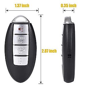 Smart Key Fob Blade Replacement Fit for Nissan Murano Maxima GT-R Altima Infiniti G37 FX50 FX35 G25 G35 2007 2008 2009 2010 2011 2012 2013 2014, #KR55WK48903 KR55WK49622, 4 Button Set 1