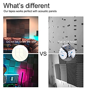 EGINO 60 Pack Double-Sided Adhesive Tape for Acoustic Soundproofing Foam Panels Strong Pad Mounting, Heavy Duty Wall Adhesive Squares