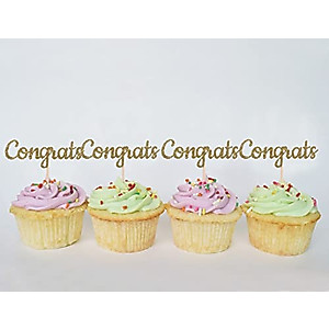 Congrats Cupcake Toppers for Graduation - Congratulations Food Picks, Graduation party decorations, Retirement Cupcake Toppers, Glitter Congrats 2022