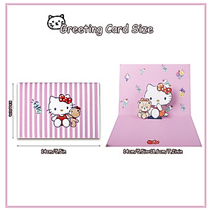 GLALY Cute Birthday Card - Funny Cat Birthday Card Pink 3D Cartoon Cat Greeting Cards for Kids Girls Birthday Gifts
