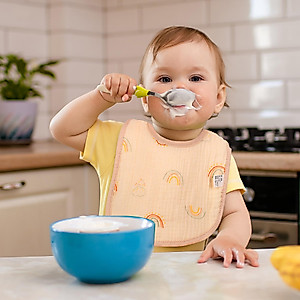 Mom Beebi 6 Pack Muslin Bibs, 100% Cotton Muslin Baby Bibs for Boys & Girls, Unisex Soft & Absorbent Multi-Layer Baby Bibs for Drooling and Teething