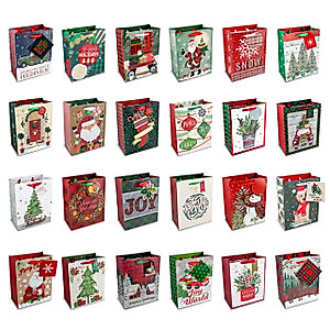 Gift Bags Assorted Sizes, Set of 8 Gift Bags with Tissue Paper- Includes Small Gift Bags, Medium Gift Bags and Large Size Paper Gift Bags with Handles for Holiday and Birthday Gifts (Assorted Sizes 8 Gift Bags) (24ct Christmas Gift Bags)
