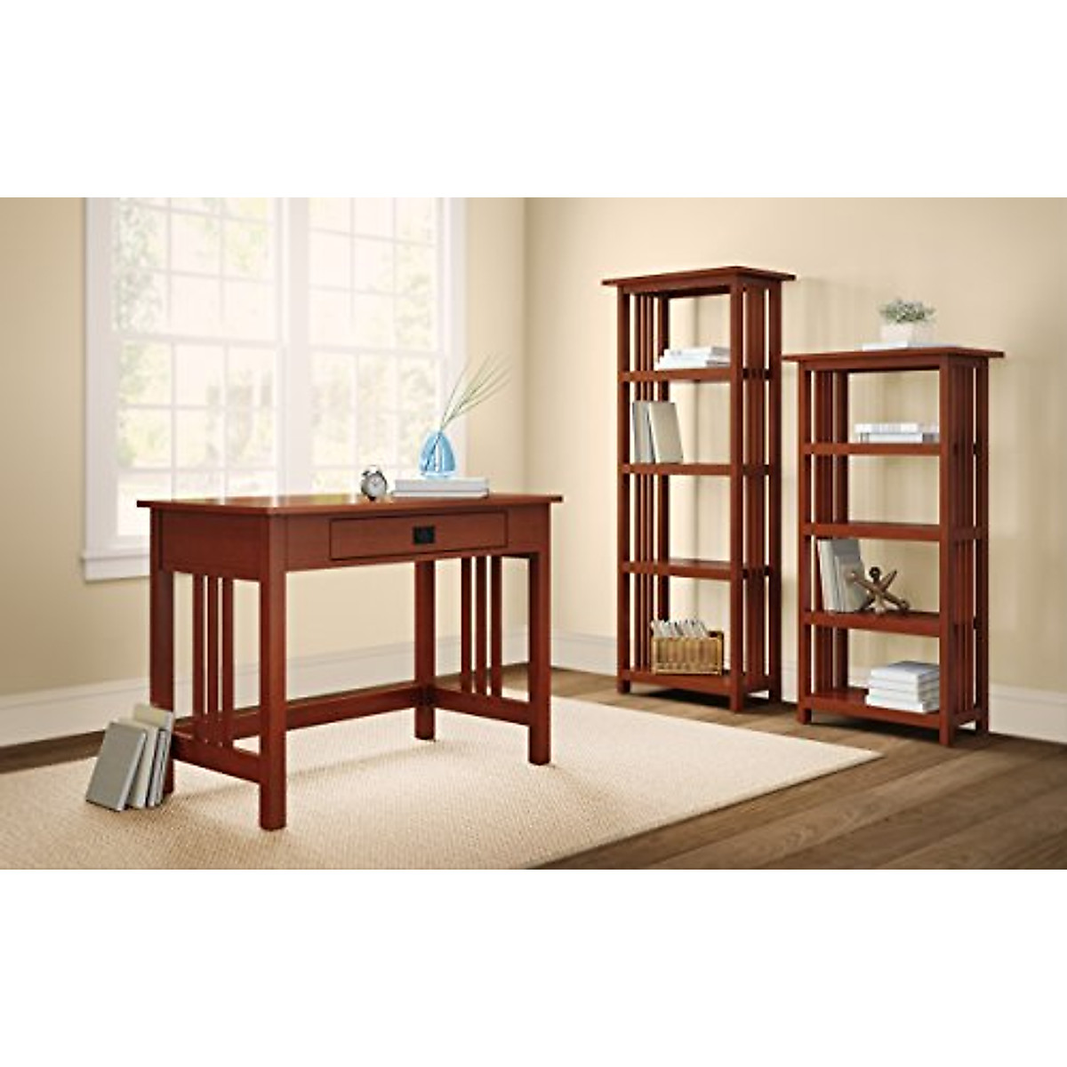Mission 48" H Bookcase with 4 Shelves, Cherry