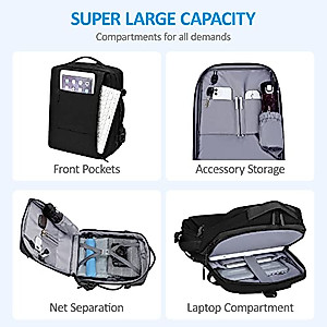 TENNOLA 17inch Laptop Backpack for Men, Travel Backpack Expandable 35L Carry On Business Backpack for Men, Work Backpack for Women Waterproof Backpack for Men & Women