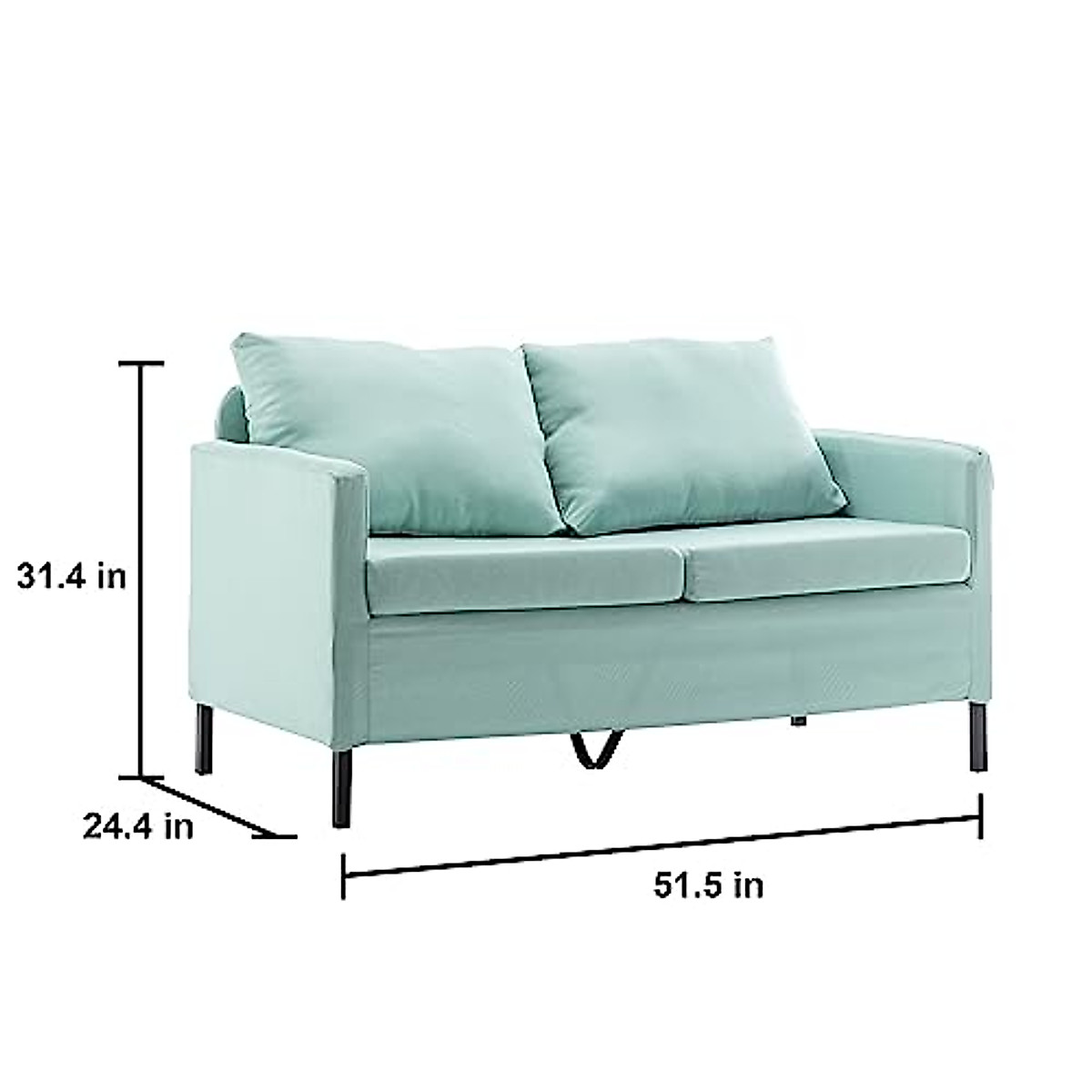 SDADI 51" Loveseat Sofa Couch for Living Room, Love Seats 2-Seater Furniture w/Metal Legs for Compact Small Space, Deep Seated Comfy Sofa for Apartment, Bedroom, Dorm, Office (Blue)