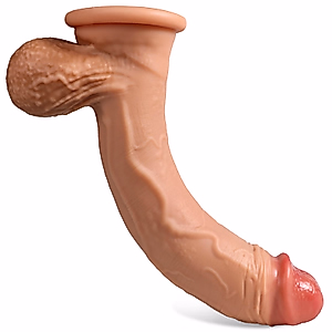 Realistic Huge Long Dildo 2.6 Inch Diameter Dual Layer 14 Inch Extra Large Penis Silicone Cock Dildos, Adult Thick XXL Sex Toy with Strong Suction Cup 2 Balls for Experienced Women