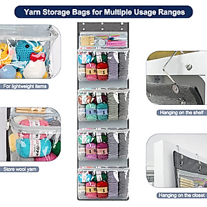 Katech Hanging Yarn Storage Organizer, Large Capacity Knitting Organizer Storage with 5 Zipper Closure Compartments for Yarn Enthusiasts, Hanging Yarn Storage Bag for Crochet Hooks, Yarn Balls