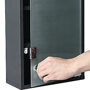 MyGift 18-Inch Bathroom Medicine Cabinet Wall Mounted Metal Storage Cabinet with 3 Shelves Locking Glass Door & Keys