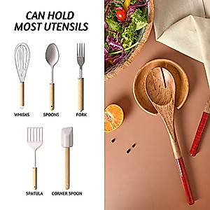 Folkulture Acacia Wood Spoon Rest for Stove Top, Coffee Spoon Rest for Kitchen Counter, Round Kitchen Spatula Holder for Countertop, Spoon Holder Boho, Farmhouse Spoon Rest (4.7 Inches - Natural)