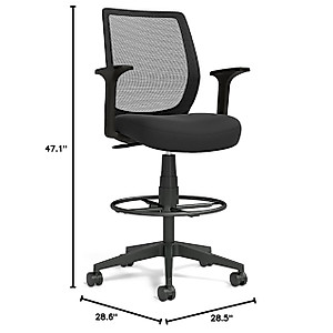 Union & Scale Un59384 Essentials Mesh Back Fabric Drafting Stool, Black