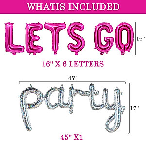 15PCS Hot Pink Princess Girl Doll Foil Balloon Lip Letter LETS GO Party Silver Disco Ball Balloon Photo Prop for Pink Theme Party Decorations Backdrop Bachelorette Party Women Birthday Supplies