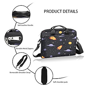 Space Ufo Rocket Laptop Computer Bag Waterproof Shoulder Messenger Bag 13-15 inch Durable Laptop Tote Bag with Shoulder Strap Handle Lightweight Crossbody Briefcase