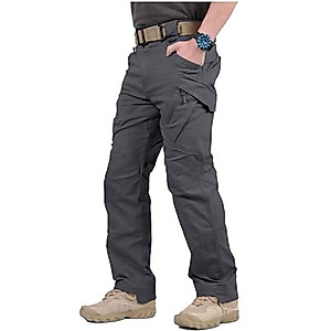 NAVEKULL Men's Work Cargo Pants Lightweight Tactical Pants for Men Stretch Cotton Military Army Combat Slim Fit Hiking Outdoor Trousers with Multi Zipper Pockets