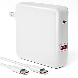 2 Port 108W 12W QC 96W USB C Charger for MacBook Air/MacBook Pro，Compatible with iPad Pro，Charger with 2M USB C to C Charging Cable