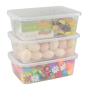 Doryh 3 Pack 6.5 Quart Lidded Storage Bins, Small Storage Totes, Clear Storage Container Box