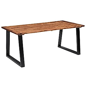 AJSEOYBS Kitchen Table Vintage Industrial Design Dining Room Table Multifuntional Desk for Living Room Home Office,Dining Table Solid Acacia Wood 70.9"x35.4"