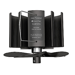 SIMPFUN 5-Blade Fireplace Fans, Fast Start Heat Powered Stove Fan for Wood, Ultra Quiet Circulating Warm Air Saving Fuel Efficiently for Gas/Pellet/Wood/Log Stoves with Magnetic Thermometer