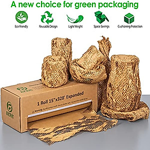 Beric Honeycomb Paper Cushioning Wrap - Packing - Shipping Supplies - Packing Paper - Boxes For Packaging - Alternative To Bubble Wrap Roll - Packing Paper For Moving - 15" X 328'