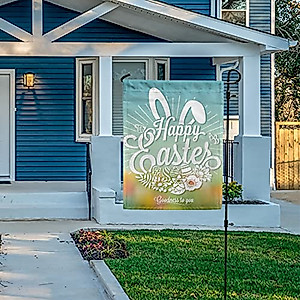 My Little Nest Seasonal Garden Flag Happy Easter Rabbit Flowers Double Sided Vertical Garden Flags for Home Yard Holiday Flag Outdoor Decoration Farmhouse Banner 28"x40"