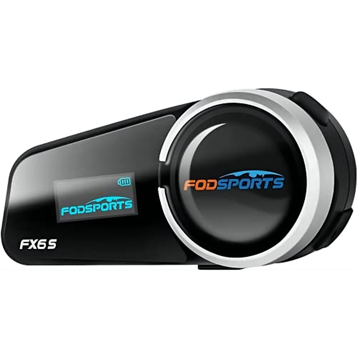 Fodsports FX6S Motorcycle Bluetooth Helmet Intercom Communication System with LED Screen - Connect up to 6 Riders, Voice Dialing, Universal Motorbike Communicator for ATVs and Dirt Bikes - 1 Pack